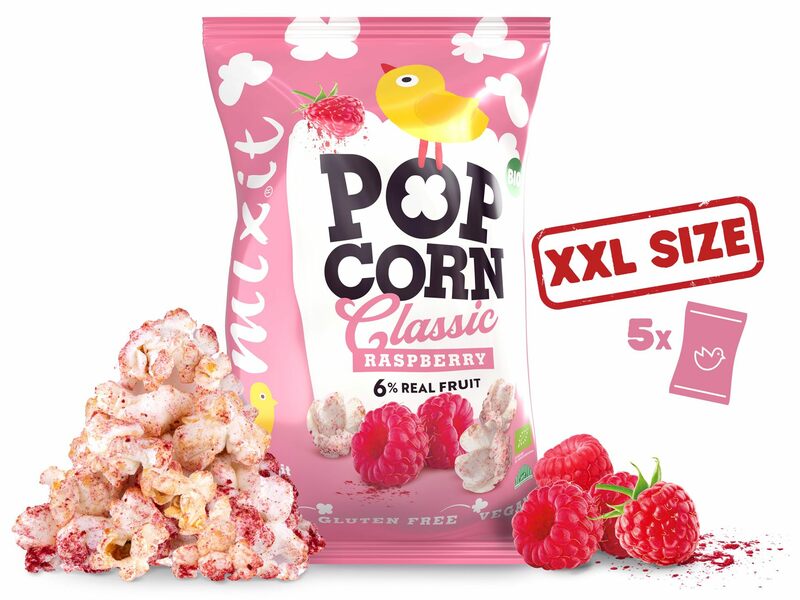 Duży BIO popcorn - Malina (75g) | Mixit.pl