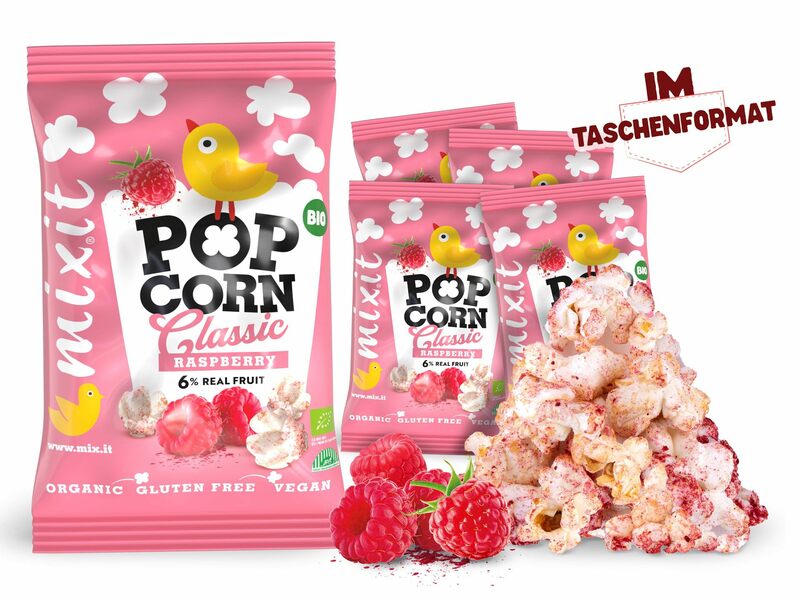 BIO Popcorn im Taschenformat - Himbeere (5 Stk.) | Mixit.de